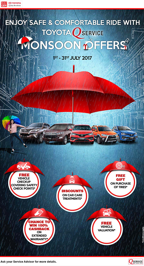 Toyota India | Toyota launches “Monsoon Car Care Campaign” in South India